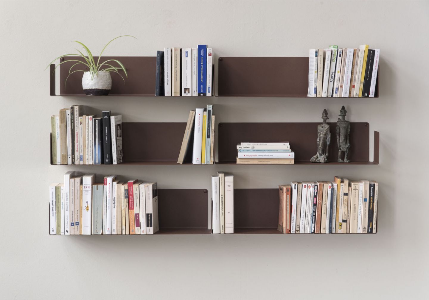 Buy Floating shelves rust colour - 45 x 15 cm - Set of 6