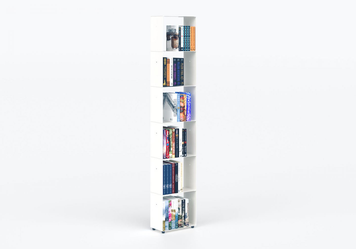 Narrow Bookcase W30 H150 D15 cm - 6 shelves