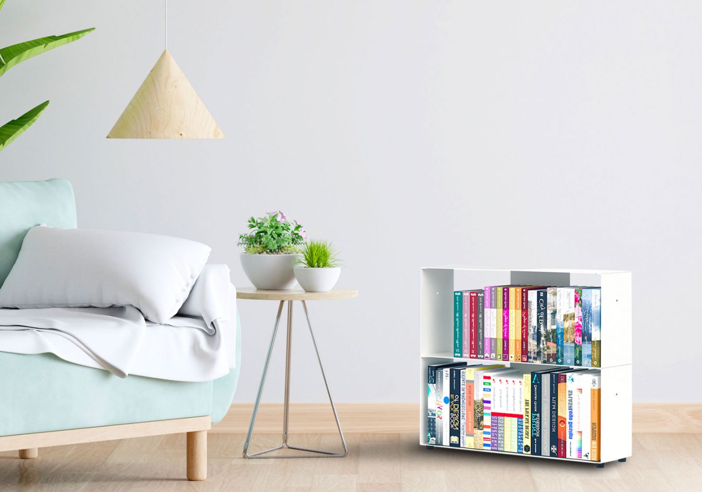 Small Bookcase W60 H50 D15 cm - 2 Shelves