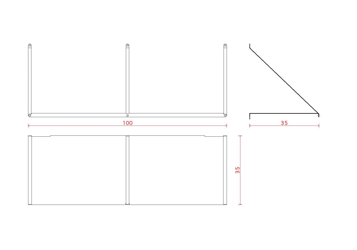 Verkoop Hangende wandplank 100 x 35 cm - Zwart Staal
